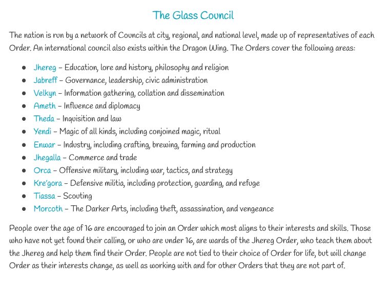 The Orders – The Jhereg Nation